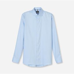 Langarmhemd OLYMP "No 6 six", Herren, Gr. 43, N-Gr, bleu, Web, Obermaterial: 97% Baumwolle, 3% Elastolefin, sehr schmal, 2-Knopf-Manschette, Hemden, Royal Kentkragen, Businesshemd, super slim fit