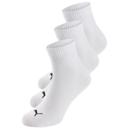 Kurzsocken Puma "Puma UNISEX QUARTER PLAIN 3P", Herren, Gr. 47-49, weiß (3x weiß), Baumwollmischung, unifarben, elastisch, Socken, Atmungsaktiv, Rippenbündchen, weiche Baumwollmischung
