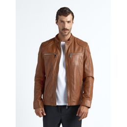 Lederjacke Maze "Flint", Herren, Gr. L, braun (cognac), Obermaterial: 100% Lammleder; Futter: 100% Polyester, ohne B&uuml;ndchen, Jacken