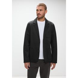 Funktionsjacke Street One MEN, Herren, Gr. S (38), schwarz, Web, 79% Baumwolle, 19% Polyester, 2% Elasthan, Strukturmuster, comfort fit normal, V-Ausschnitt, B&uuml;ndchen, Jacken Funktionsjacke, mit Reverskragen