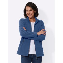 Fleecejacke Casual Looks, Damen, Gr. 36, blau (jeansblau), 100% Polyester, unifarben, Jacken