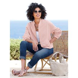 Jackenblazer Heine "Blouson", Damen, Gr. 38, beige (champagner, rosenquarz, meliert), 70% Baumwolle, 28% Polyester, 2% Elasthan, Blazer