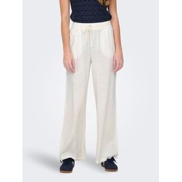 Jacqueline de Yong Schlupfhose JDY "JDYSAY LINEN HW WIDE PANT WVN NOOS", Damen, Gr. XS (34), Länge 32, weiß (snow weiß), Web, Obermaterial: 55% Leinen, 45% Viskose, unifarben, loose fit lang, Hosen, Sommerhose mit Leinen