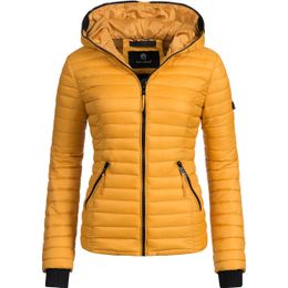 Steppjacke Navahoo "Kimuk", Damen, Gr. M, gelb, Obermaterial: 100% Nylon, Futter: 100% Polyester, Wattierung: 100% Polyester, Ärmelfutter: 100% Polyester, figurbetont hüftlang, Ärmel ohne Ärmelschlitz Rippstrickbündchen kontrastfarben, Jacken, leichte Übergangsjacke mit Kapuze