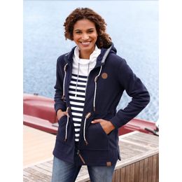 Fleecejacke Casual Looks, Damen, Gr. 42, blau (marine), 100% Polyester, unifarben, Jacken Fleecejacke
