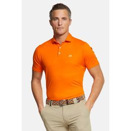 T-Shirt MEYER "Tiger", Herren, Gr. L, orange, 90% Polyamid;10% Elasthan, unifarben, regular fit, V-Ausschnitt, gerader Abschluss, Shirts, aus nachhaltiger Herstellung, aus der Golf Serie