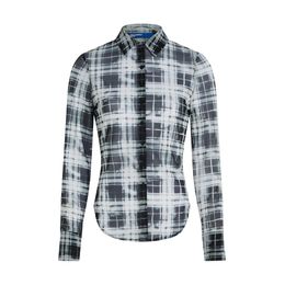 KARL LAGERFELD JEANS Bluse 'Check Mesh' Damen Gr&ouml;&szlig;e M schwarz / wei&szlig;