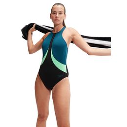 Speedo Badeanzug "Eco+ Colourbl" in Schwarz/ Grün/ Blau - 50% | Größe 42 | Damen-bademode