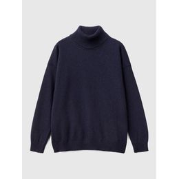 Benetton Rollkragenpullover in Dunkelblau - 37% | Größe 160 | Kinder-pullover
