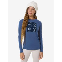 super.natural Funktionslongsleeve "Swiss Lodge" in Blau/ Wei&szlig; - 64% | Gr&ouml;&szlig;e M | Damen-outdoor-tops-shirts