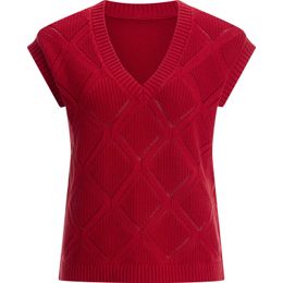 Damen Pullunder mit Rauten-Muster im Vorderteil erdbeere, Gr&ouml;&szlig;e 56