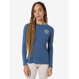 super.natural Longsleeve "Little Heartwood" in Blau - 57% | Gr&ouml;&szlig;e S | Damen-tops