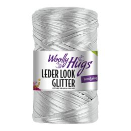 Leder Look Glitter von Woolly Hugs, Silber metallic, aus Polyester