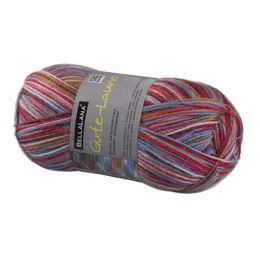 Sockenwolle Gute-Laune-Socke 4-fach von BellaLana , Rot/Blau/Braun/Ecru, aus Schurwolle