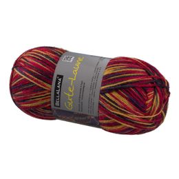 Sockenwolle Gute-Laune-Socke 4-fach von BellaLana , Rot/Gelb/Gr&uuml;n/Schwarz/Lila, aus Schurwolle