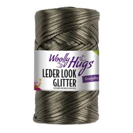Leder Look Glitter von Woolly Hugs, Grau metallic, aus Polyester