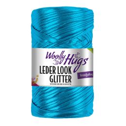 Leder Look Glitter von Woolly Hugs, T&uuml;rkis metallic, aus Polyester