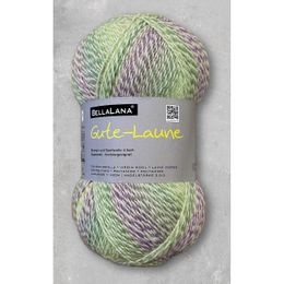 Sockenwolle Gute-Laune-Socke 4-fach von BellaLana , Gr&uuml;n/Flieder, aus Schurwolle