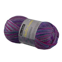 Sockenwolle Gute-Laune-Socke 4-fach von BellaLana , Flieder/Schwarz/Grau/Rot, aus Schurwolle