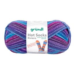 gr&uuml;ndl Hot Socks Riviera 4-fach von Gr&uuml;ndl, Pink/Rotviolett/Topas/Aqua, aus Schurwolle