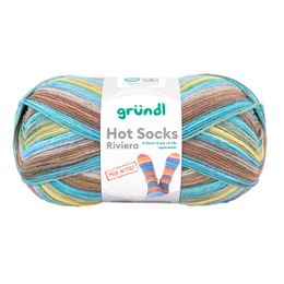 gr&uuml;ndl Hot Socks Riviera 4-fach von Gr&uuml;ndl, Lind/Honig/Blau/Beige, aus Schurwolle