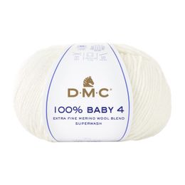 100 % Baby 4 von DMC, Weiß, aus Schurwolle