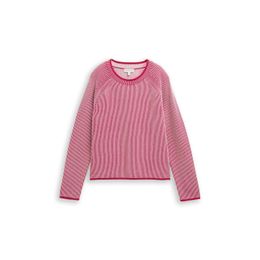 Tom Tailor Damen Strickpullover mit Rundhalsausschnitt, rosa, Meliert, Gr. XL