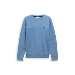 Tom Tailor Herren Crewneck Sweatshirt mit Struktur-Mix, blau, Meliert, Gr. XL