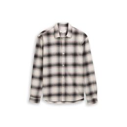 Tom Tailor Denim Herren Relaxed Fit Hemd mit Karomuster, wei&szlig;, Kariert, Gr. M