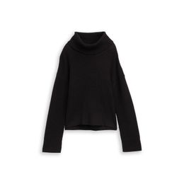 Tom Tailor Damen Oversize Rollkragenpullover, schwarz, Uni, Gr. XS