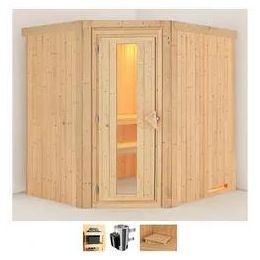 Sauna Karibu "Laila", beige (naturbelassen), Saunaofen, integrierte Steuerung, 3,6 kW, Saunen, Ofen 3,6 kW intgr. Strg