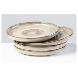 Untertasse GIPFELST&Uuml;CK "Teller Set, Nebelwald", beige, B:14,5cm &Oslash;:14,5cm, Steinzeug, Speiseteller, Scandi-Style, gl&auml;nzende Reaktivglasur, jedes St&uuml;ck ein Unikat