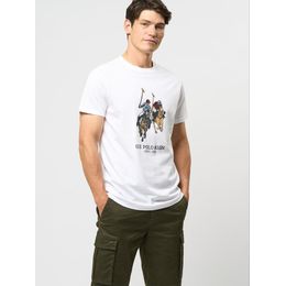 U.S. Polo Assn. T-Shirt 'Eivind' Herren Größe L marine / karamell / dunkelrot / weiß