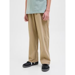 Jack & Jones Chinos JACK & JONES JUNIOR "JPSTALEX CO JJCARPENTER PANTS NOOS JNR", Jungen, Gr. 170, N-Gr, e.wood detail:stitching with dtm, Web, Obermaterial: 98% Baumwolle, 2% Elasthan, unifarben, relaxed fit knöchellang, Hosen