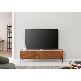TV-Board Akazie 180x40x50 natur lackiert / Marmor weiß KARLSTAD #05