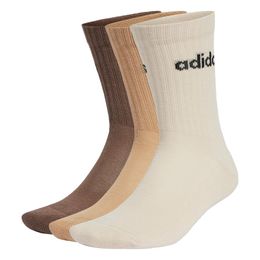 adidas Performance Sportsocken 'Linear Crew Cushioned 3 Pairs' Herren Größe 43/45 creme / schoko / umbra