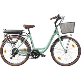 E-Bike Llobe "City E-Bike 26" Shopper mint" Gr. 46, grün (mint, mint), Elektrofahrräder, Kinder, 46cm, 26 Zoll (66,04cm)