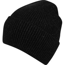 Beanie Capelli New York, Damen, schwarz, Strick, Obermaterial: 100% Polyacryl, Glanzfaden, unifarben, Mützen, Strickmütze mit dezent eingearbeiteten Glitzerfäden