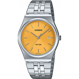 Quarzuhr, silber (silberfarben, gelb), CASIO TIMELESS COLLECTION, Armbanduhren, Damen, Armbanduhr, Herrenuhr, Damenuhr, Jugendliche, Datum, Edelstahlarmband