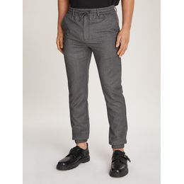 Relaxhose Calvin Klein "WOOL-BLEND-STRETCH S&P JOGGER", Herren, Gr. 33, Länge 32, schwarz-weiß (ck schwarz, hellweiß), Web, Obermaterial: 58% Polyester, 38% Wolle, 4% Elasthan, unifarben, regular fit normal, Hosen, mit Kordelzug