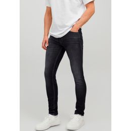 Jack & Jones Skinny-fit-Jeans JACK & JONES "JJILIAM JJORIGINAL JOS 047 50SPS", Herren, Gr. 32, Länge 34, schwarz (schwarz, denim), Denim/Jeans, Obermaterial: 86% Baumwolle, 12% Polyester, 2% Elasthan, Abriebeffekte, skinny fit, Jeans