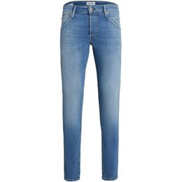 Jack & Jones Skinny-fit-Jeans JACK & JONES "JJILIAM JJORIGINAL JOS 047 50SPS", Herren, Gr. 30, Länge 30, blau (blau, denim), Denim/Jeans, Obermaterial: 86% Baumwolle, 12% Polyester, 2% Elasthan, Abriebeffekte, skinny fit, Jeans