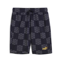 Trainingsshorts Puma "UNITED AOP SHORTS 10" TR", Herren, Gr. S, N-Gr, blau (new navy), Sweatware, Obermaterial: 68% Baumwolle, 32% Polyester, bedruckt, regular fit ca. Mitte Knie, Hosen
