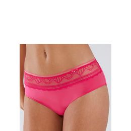 Panty Lascana "Tiziana", Damen, Gr. 36/38, pink, Microtouch, Obermaterial: 85% Polyamid, 15% Elasthan, körpernah, Unterhosen, mit Spitze anteilig aus recyceltem Polyamid