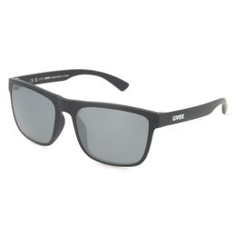 Uvex Sports S533077 rookie | Kinder-Sonnenbrille | Fassung: Vollrand, Quadratisch, Kunststoff, Schwarz Matt | Glasfarbe: Grau Spiegel Silber
