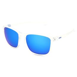 Uvex Sports S533078 LGL 52 | Unisex-Sonnenbrille | Fassung: Vollrand, Eckig, Kunststoff, Kristall Transparent | Glasfarbe: Blau Spiegel Blau
