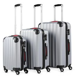 Monzana Hartschalenkoffer Set 3-tlg Rollen 360o Silber ABS