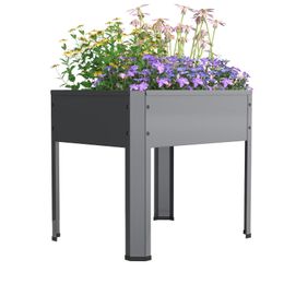 Vcm Metall Hochbeet rechteckig stehender Pflanzkasten ideal für Kinder Blumenkasten für Garten Terrasse Balkon Blumentopf H. 45 x B. 50 x. T. 40 cm Balora M