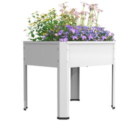 Vcm Metall Hochbeet rechteckig stehender Pflanzkasten ideal für Kinder Blumenkasten für Garten Terrasse Balkon Blumentopf H. 45 x B. 50 x. T. 40 cm Balora M