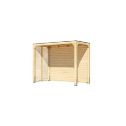 Karibu Promajna small Pavillon halb mit Rückwand und 2 Lamellenwänden